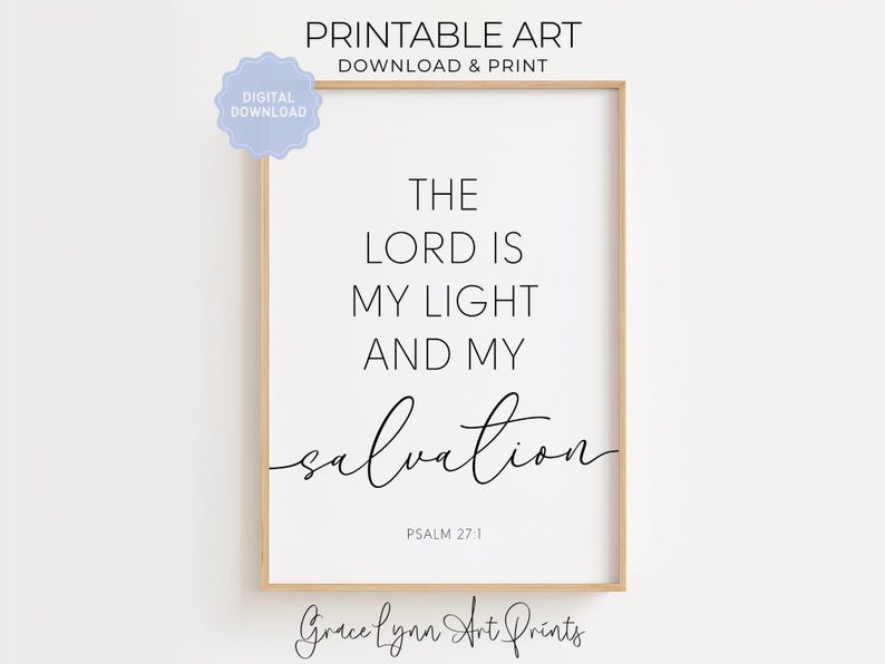 Psalm 27:1 Printable, the Lord is My Light and My Salvation, Scripture ...