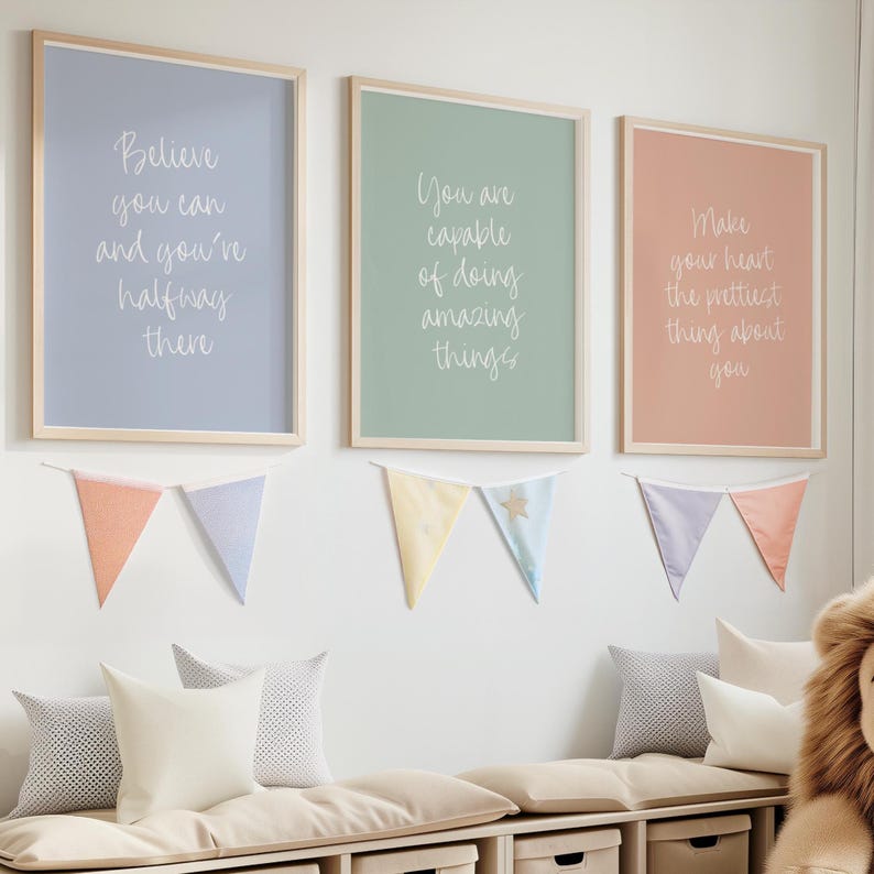 Inspirational Quote Wall Art Set of 6, Motivational Quote Wall Decor ...