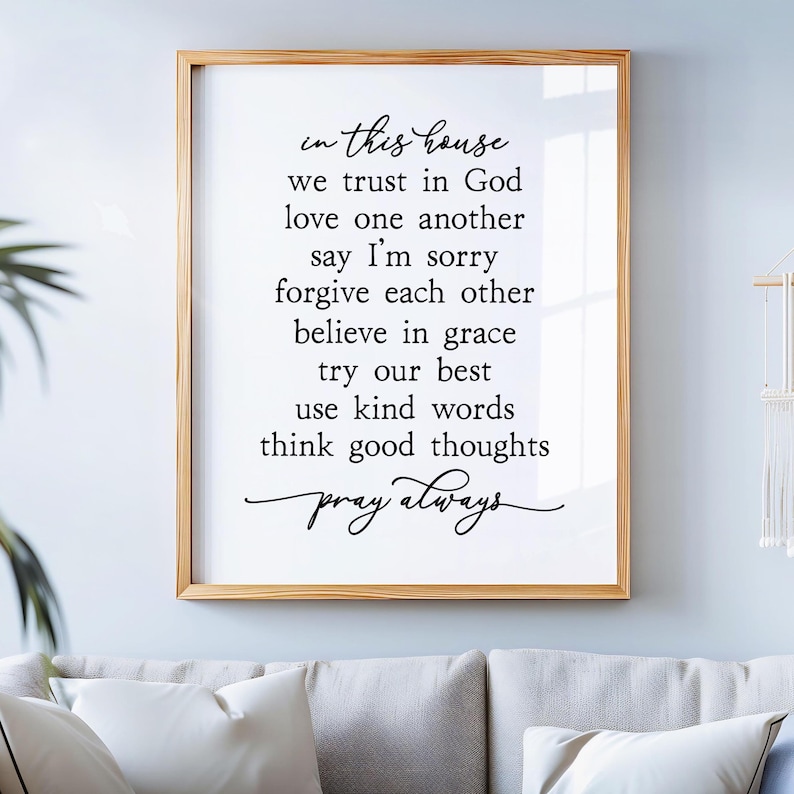 In This House Printable, Family Rules Printable Sign, House Rules Quote ...