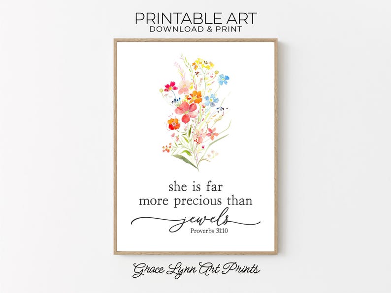 Proverbs 31:10, She is Far More Precious Than Jewels, Printable ...