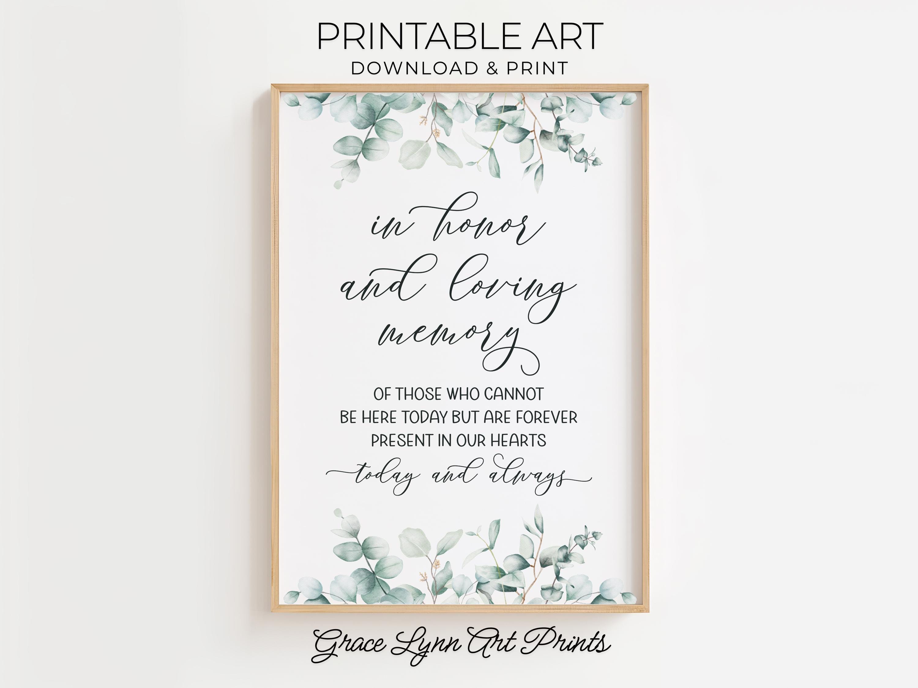 Wedding Memorial Printable, in Honor and Loving Memory Printable ...