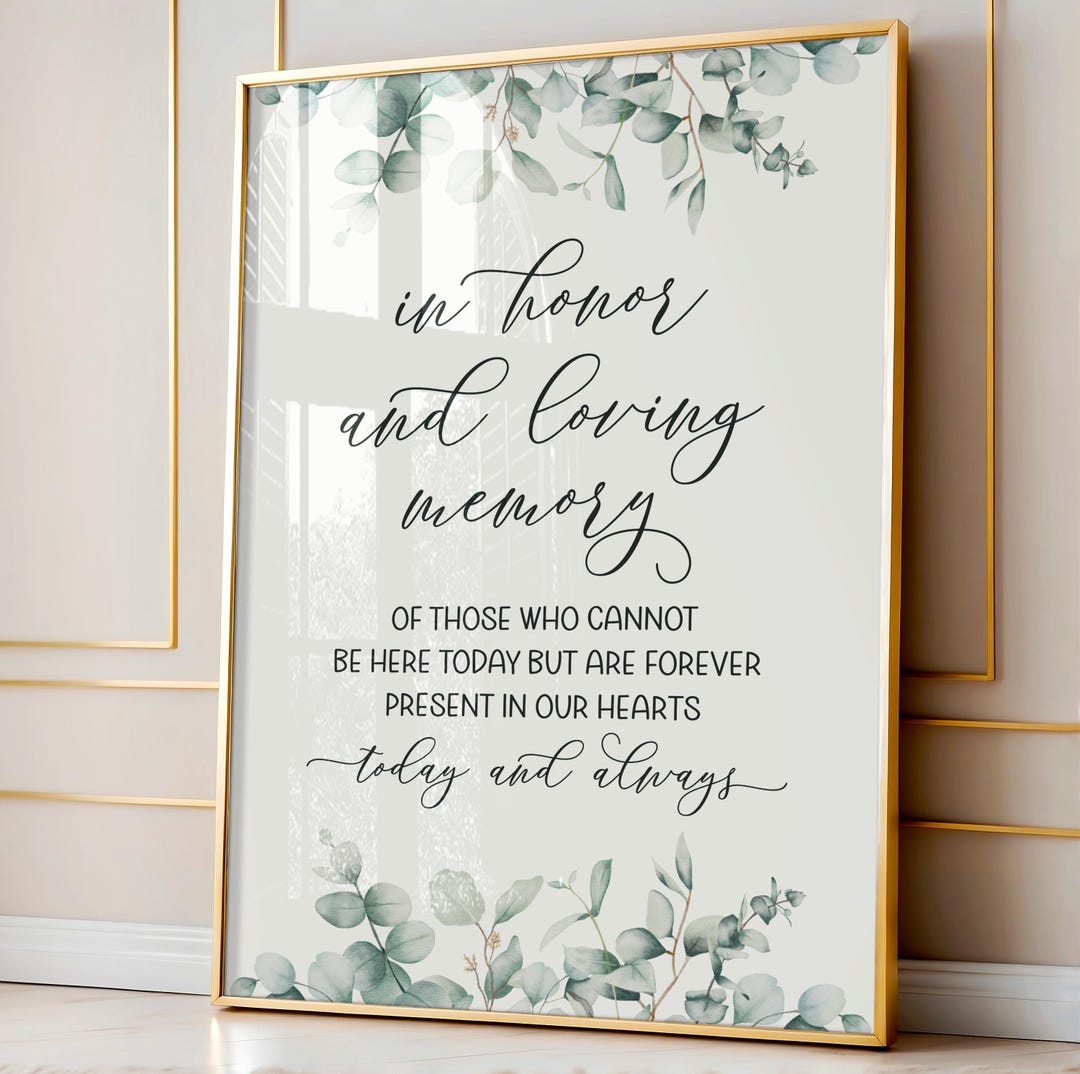 Wedding Memorial Printable, in Honor and Loving Memory Printable ...