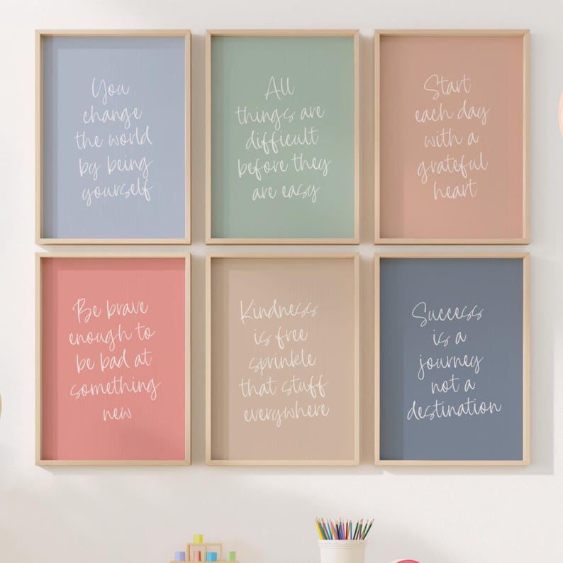 Inspirational Quote Prints: Colorful Classroom Wall Art Set (digital ...