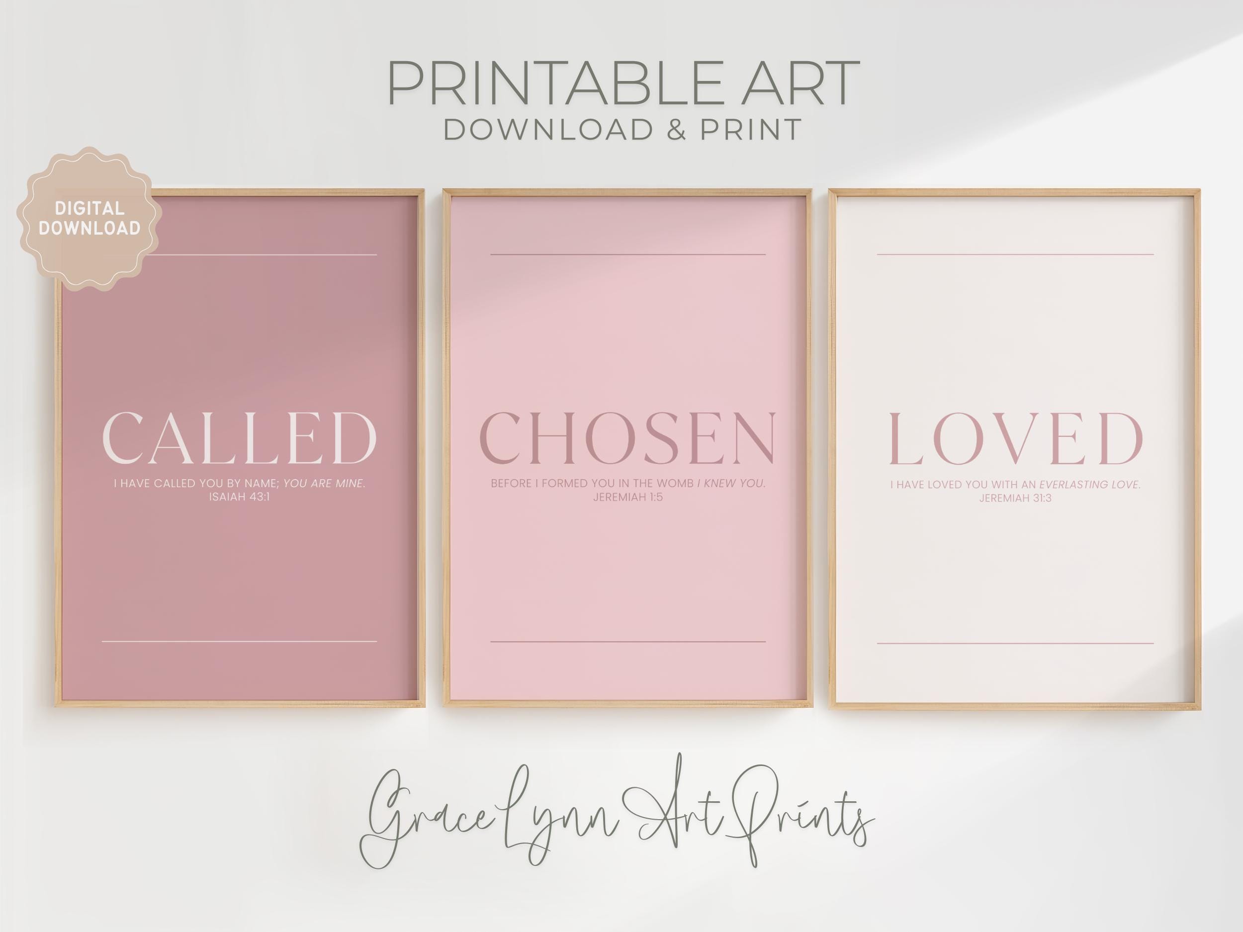 Called Chosen Loved Printable Wall Art, Christian Nursery Decor, Bible ...