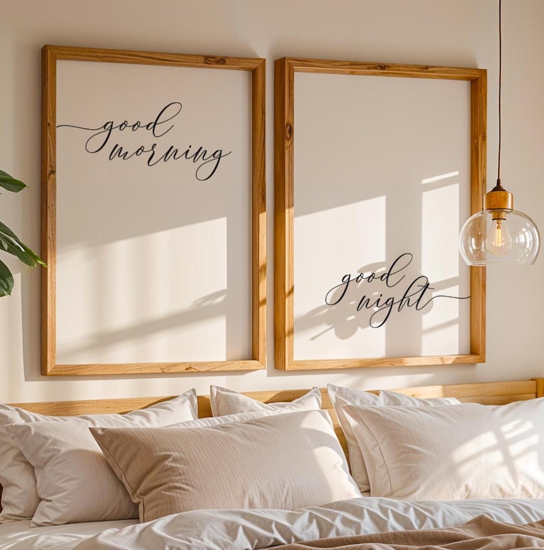 Over the Bed Sign, Printable Bedroom Wall Art, Good Morning Printable ...