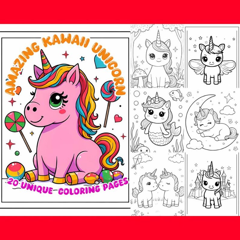 100 Unicorn Coloring Pages | + 243 Various Kawaii and Animals Pages ...