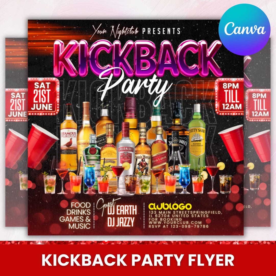 Kickback Party Flyer, Kickback Club Flyer, Club DJ Party Invite, Event ...
