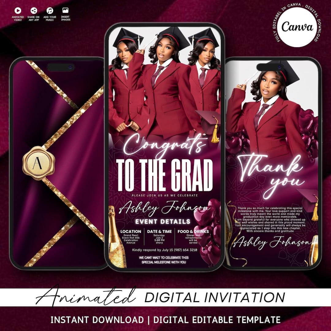 Digital Graduation Invitation, Graduation Party, Graduation Invitation ...