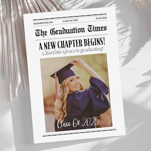 2025 Graduation Newspaper Template: Photo Announcement (canva Editable ...