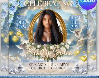 Memorial Funeral Announcement Flyer, Funeral Announcement Template, Funeral Invite Invitation ...