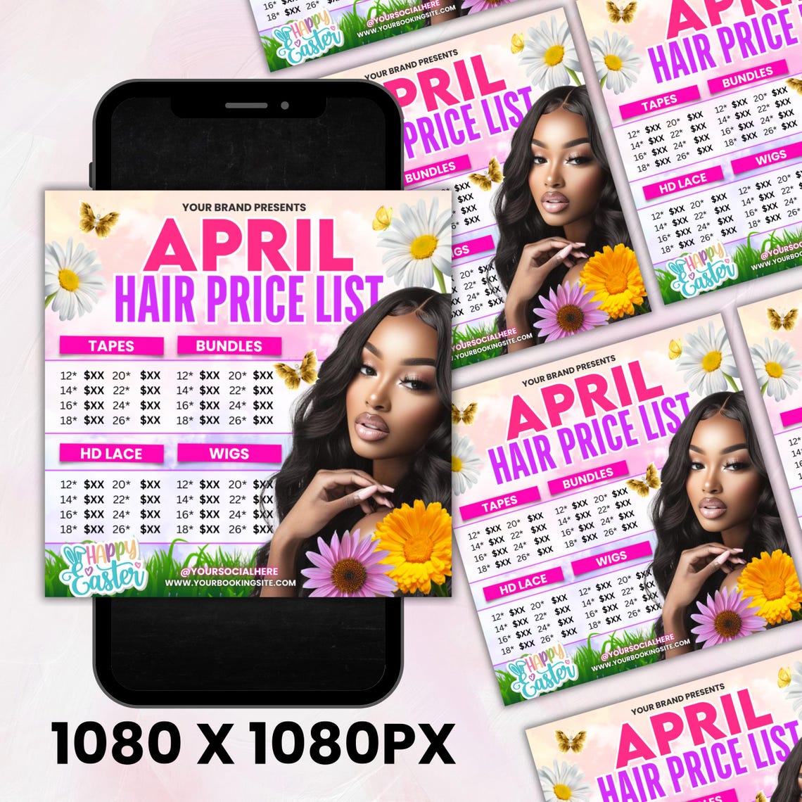 April Hair Sale Flyer, April Booking Flyer, Spring Booking Flyer, Hair ...
