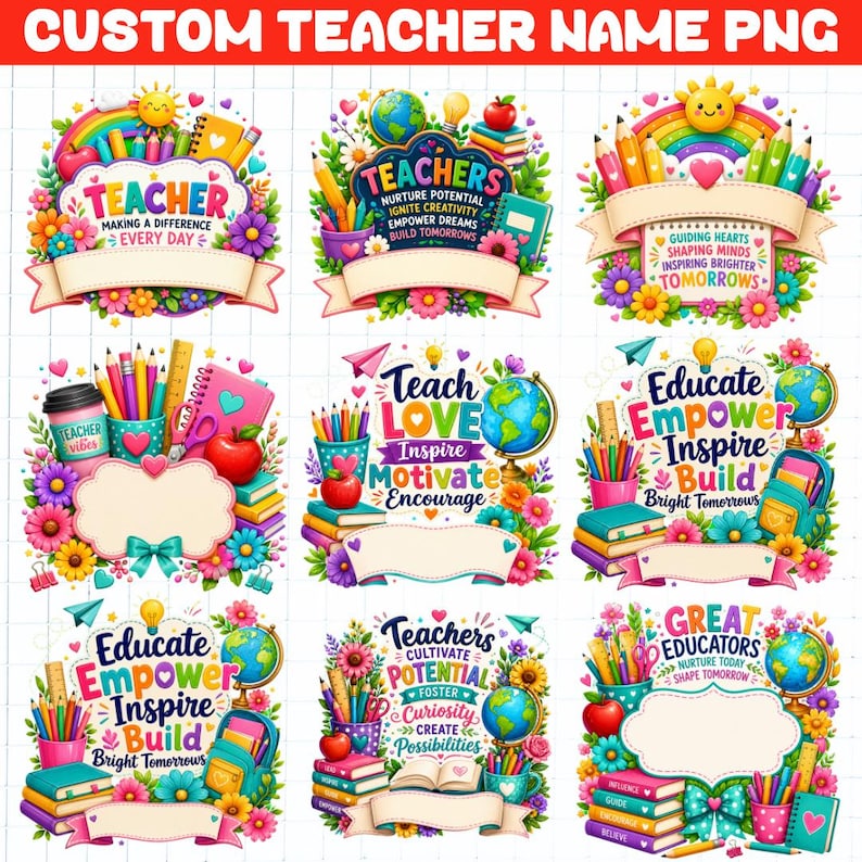 Personalized Teacher PNG, Custom Teacher Name PNG, Retro Teacher Pencil ...