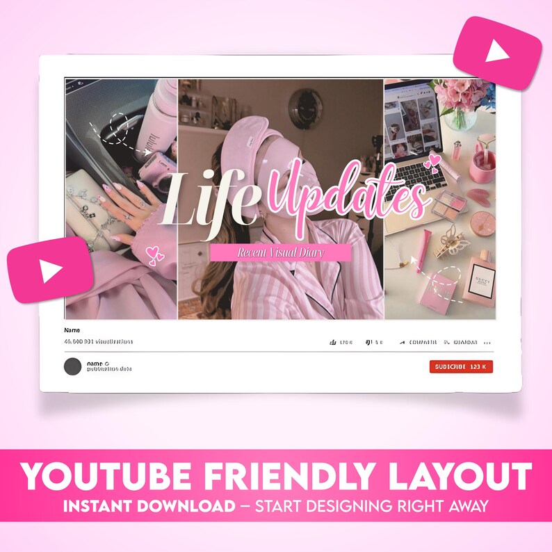 YouTube-miniatuur Canva-sjabloon YouTube-vlogminiatuur contentcreator ...