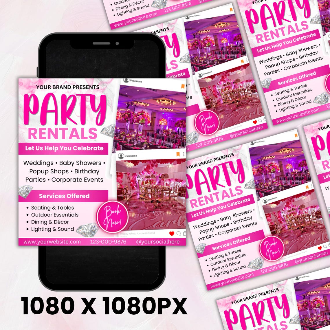 Party Rentals Flyer: Event Planning, Canva Editable (digital Download ...