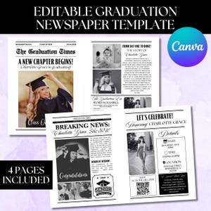 2025 Graduation Newspaper Template: Photo Announcement (canva Editable ...