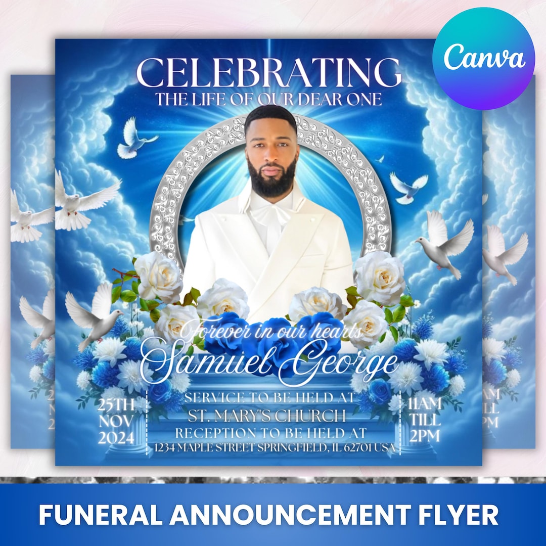 Memorial Funeral Announcement Flyer, Rest in Peace Flyer, Editable ...