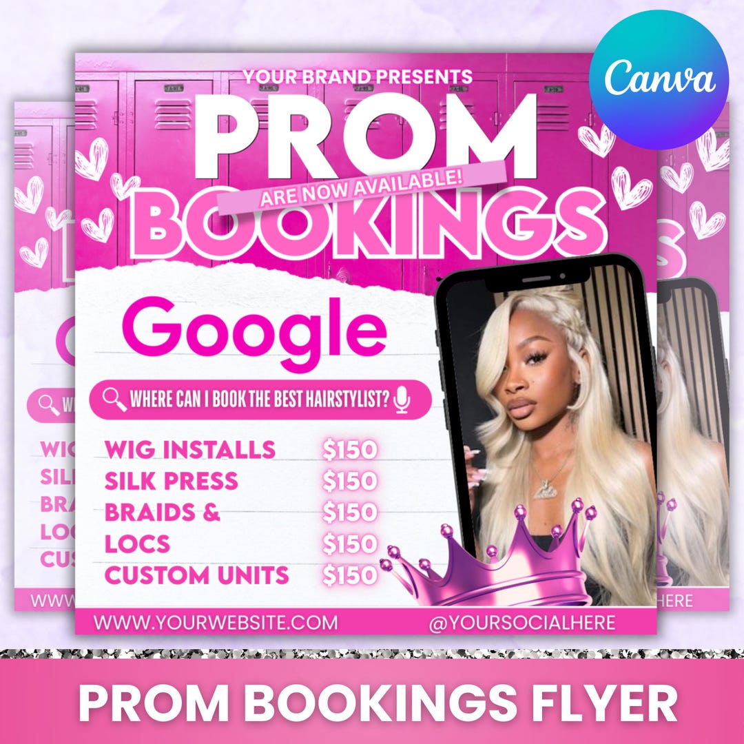 Prom Bookings Flyer, Prom Makeup Flyer, Prom Queen MUA Flyer, Prom ...