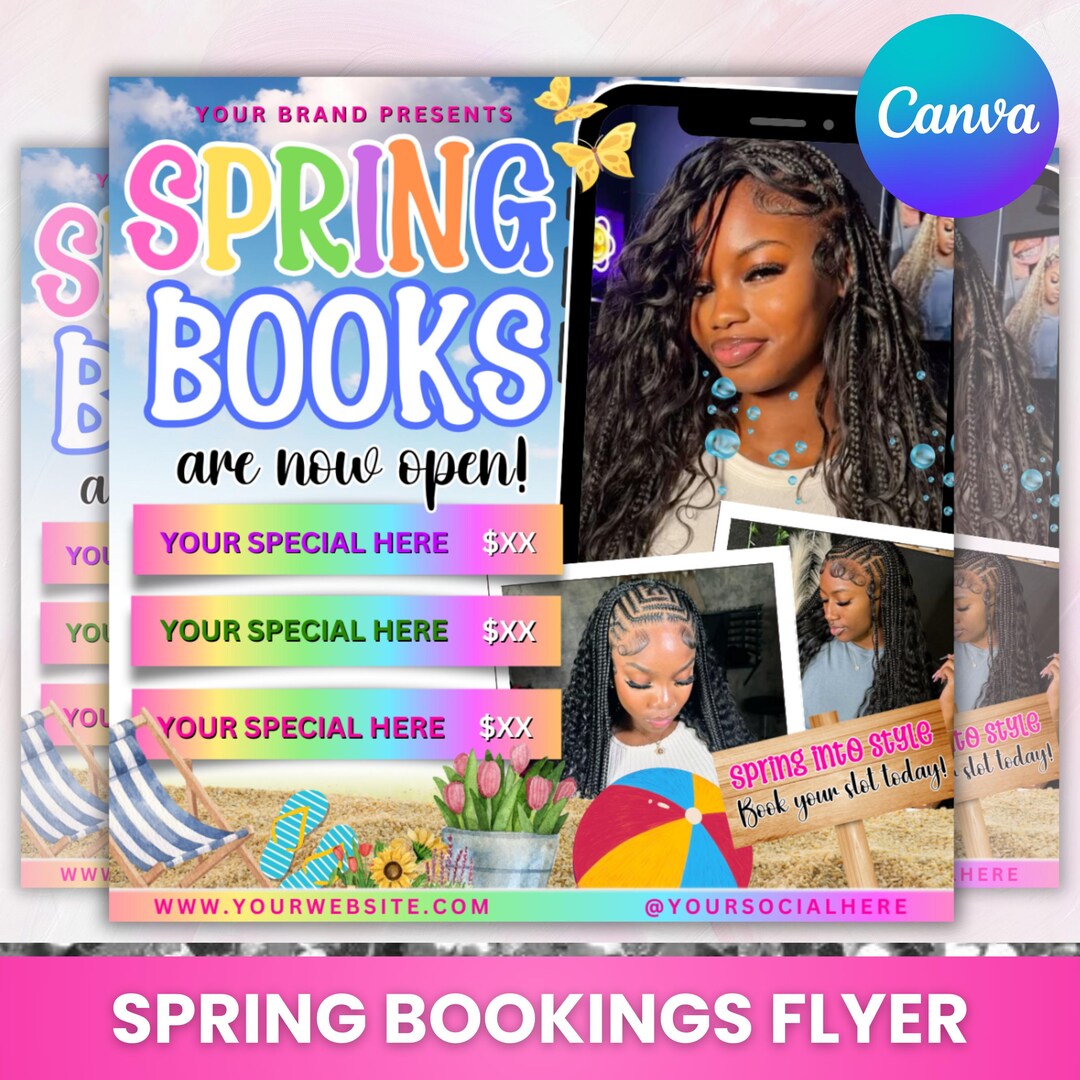 Spring Break Booking Flyer, Spring Booking Flyer, Spring Break Sale ...