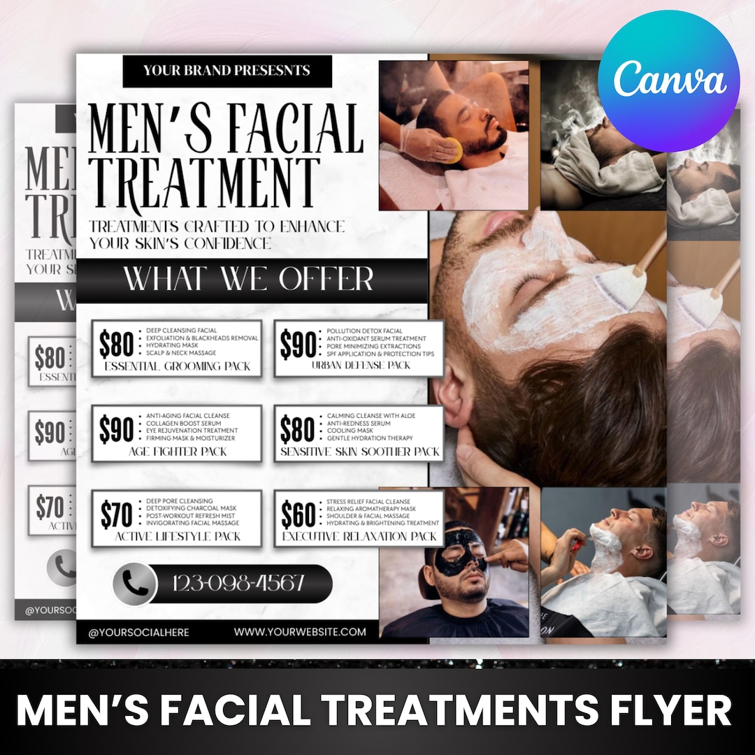 Men’s Facial Specials Flyer,male Grooming Flyer,facial Treatment Flyer ...