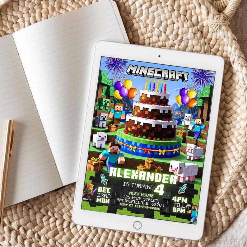Editable Minecraft Birthday Invitation, Minecrafter Birthday ...