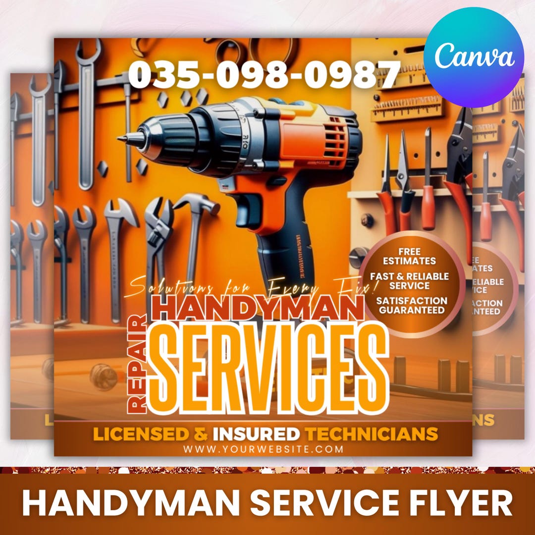 Handyman Services Flyer: Home Renovation Template (canva Editable) - Etsy