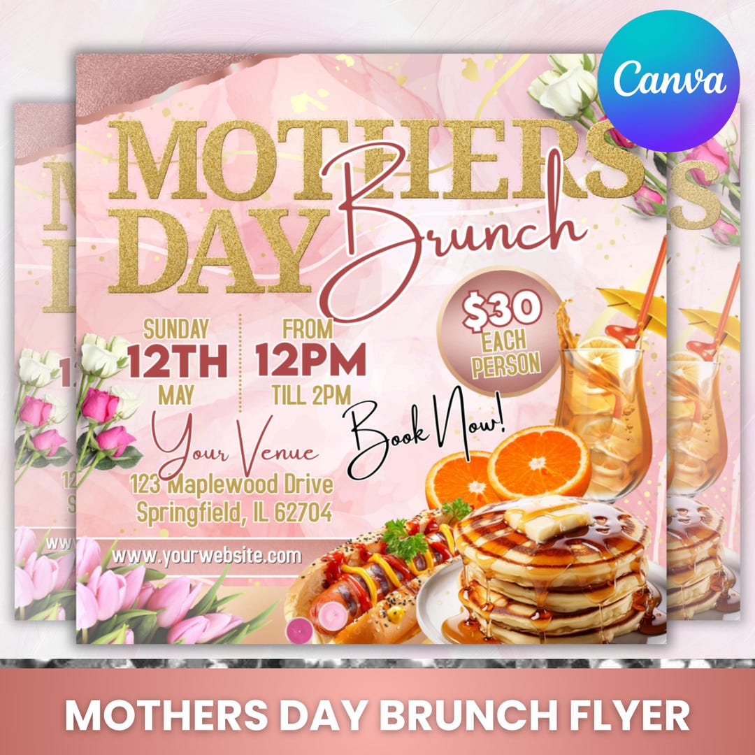 Mother's Day Brunch Flyer, Brunch Invitation, DIY Mother's Day Event ...