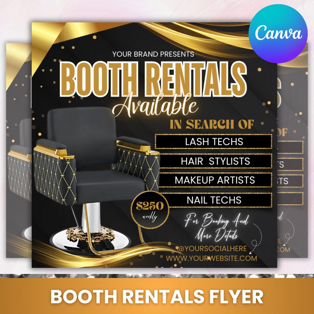 Salon Booth Rental Flyer: Lash, Hair, Makeup, Nails (canva Editable) - Etsy