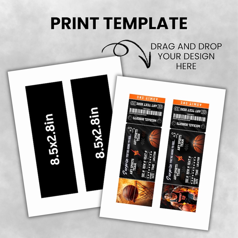 Printable Basketball Ticket Template: Editable Sports Gift (canva) - Etsy