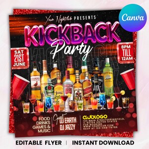 Kickback Party Flyer, Kickback Club Flyer, Club DJ Party Invite, Event ...