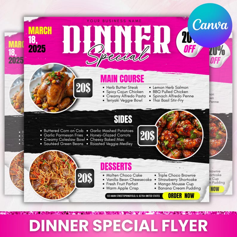Dinner Specials Flyer, Restaurant Menu Template, Editable Food Flyer ...
