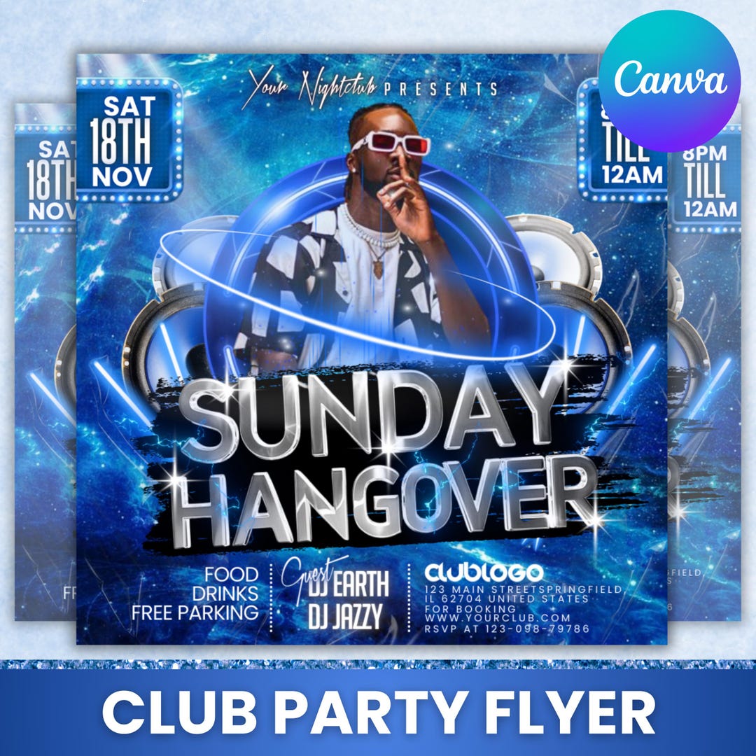 Sunday Hangover Party Flyer, Sunday Party Flyer, Sunday Club Party ...