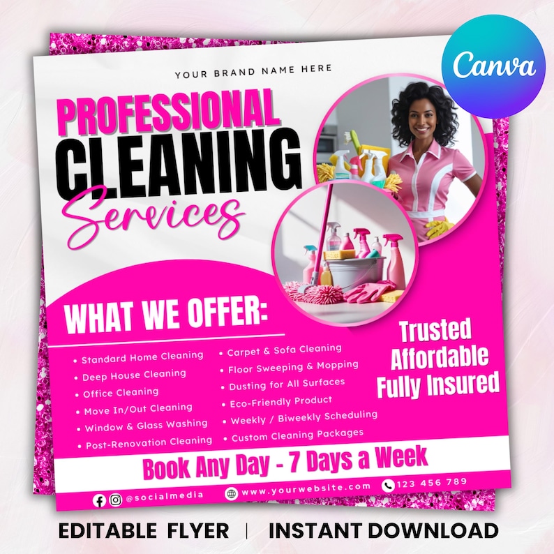Cleaning Services Flyer, Professional Cleaning Flyer, Maid Service ...