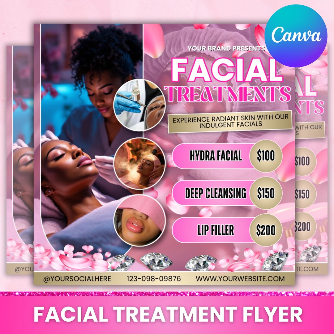 Facials Flyer, Facial Treatment Flyer, Esthetician Booking Flyer ...