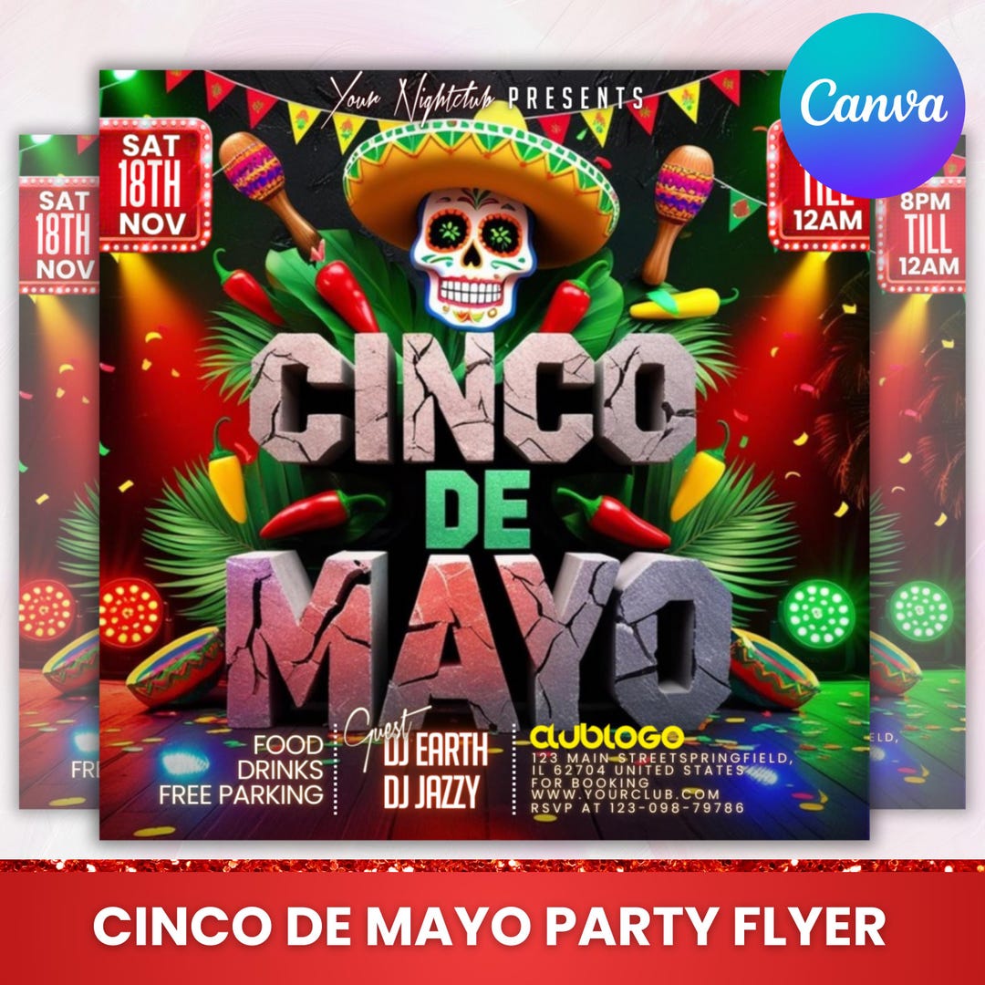 Cinco De Mayo Flyer, Mexican Party Flyer, Diy Cinco De Mayo, Club Flyer ...