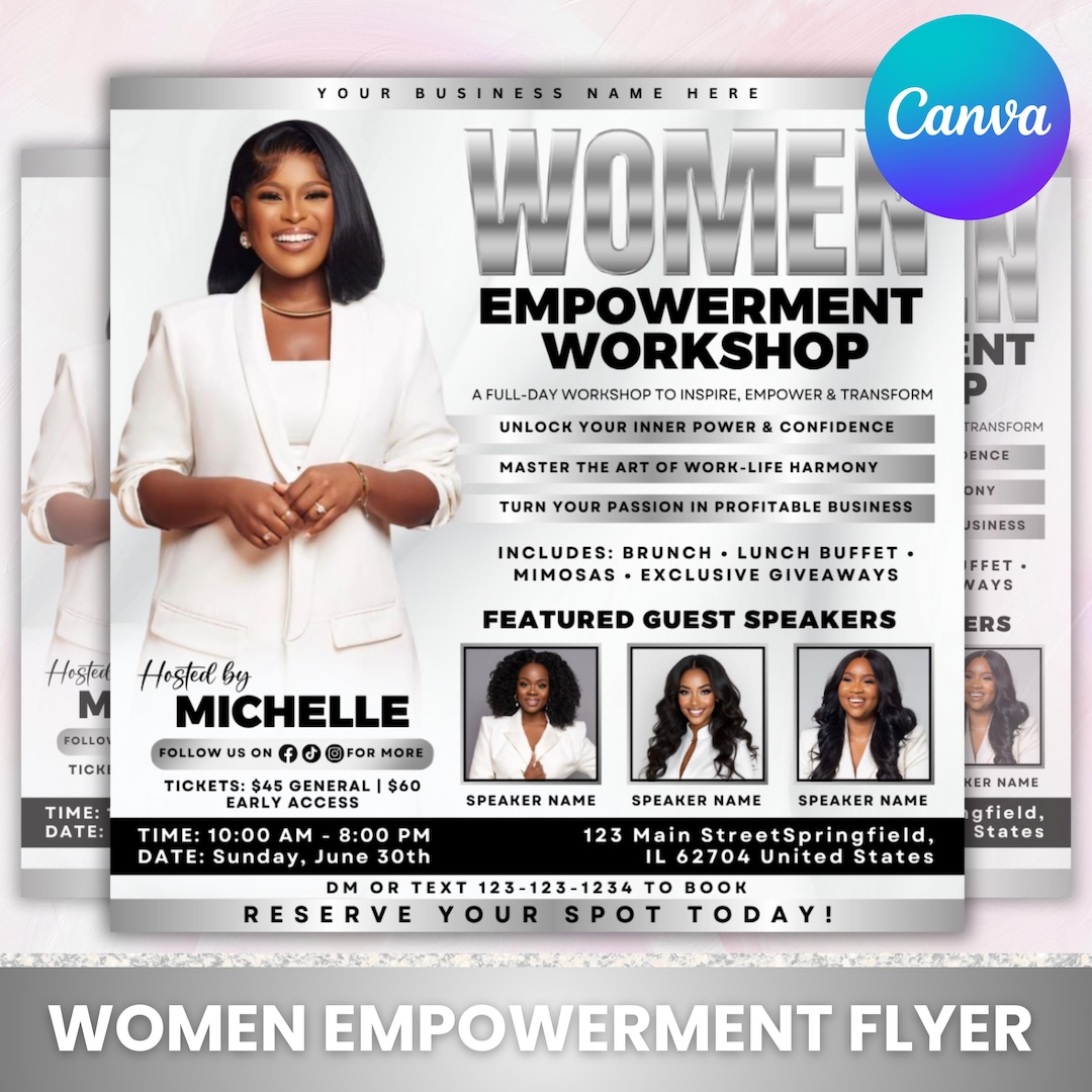 Women Empowerment Conference Flyer: Canva Editable Event Template ...