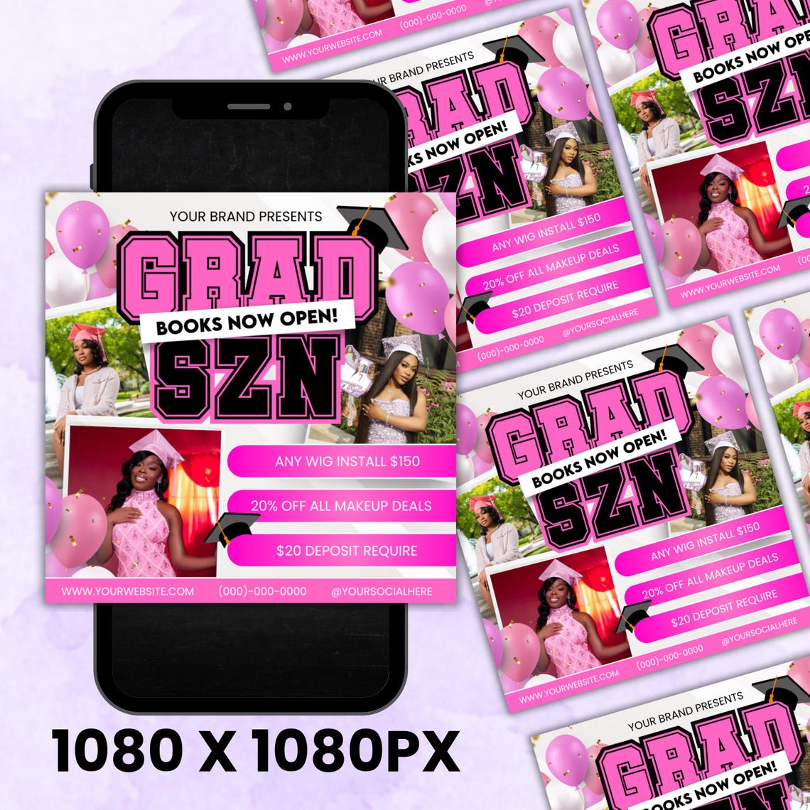 Graduation Booking Flyer: Hair, Lash, Makeup (canva Editable) - Etsy