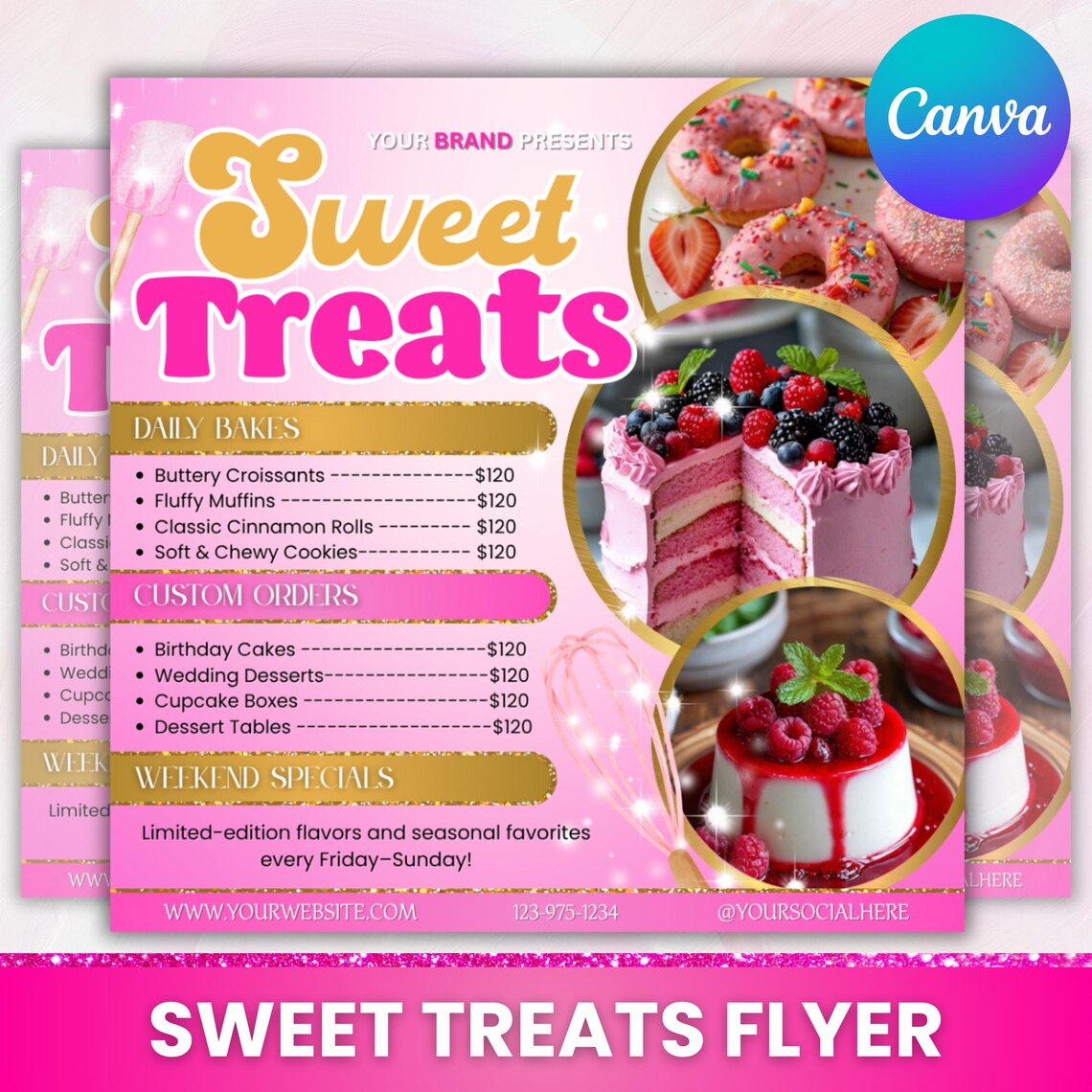 Bakery Flyer: Cake, Pastry, and Sweet Treats - Canva Editable (digital ...