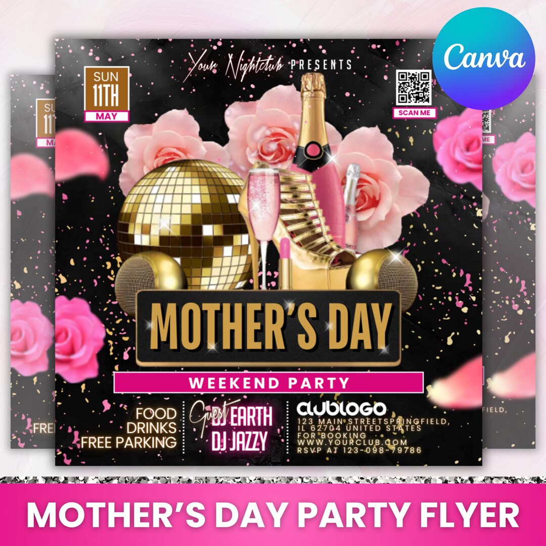 Mother's Day Party Flyer: Canva DIY Template (editable) - Etsy