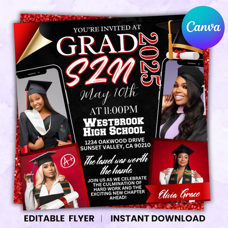 Graduation Party Flyer: Class of 2026 Announcement (canva Editable) - Etsy