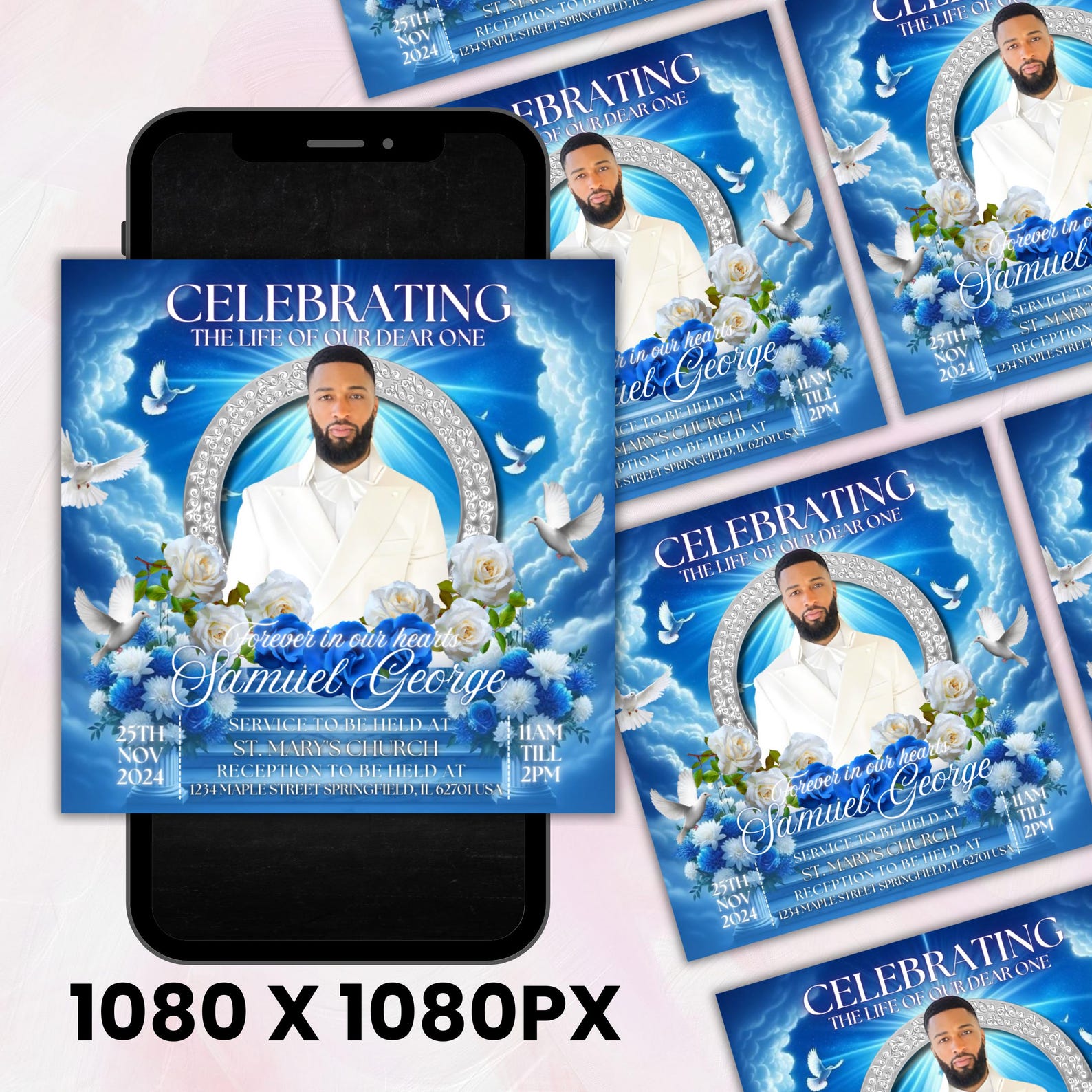 Memorial Funeral Announcement Flyer, Rest in Peace Flyer, Editable ...