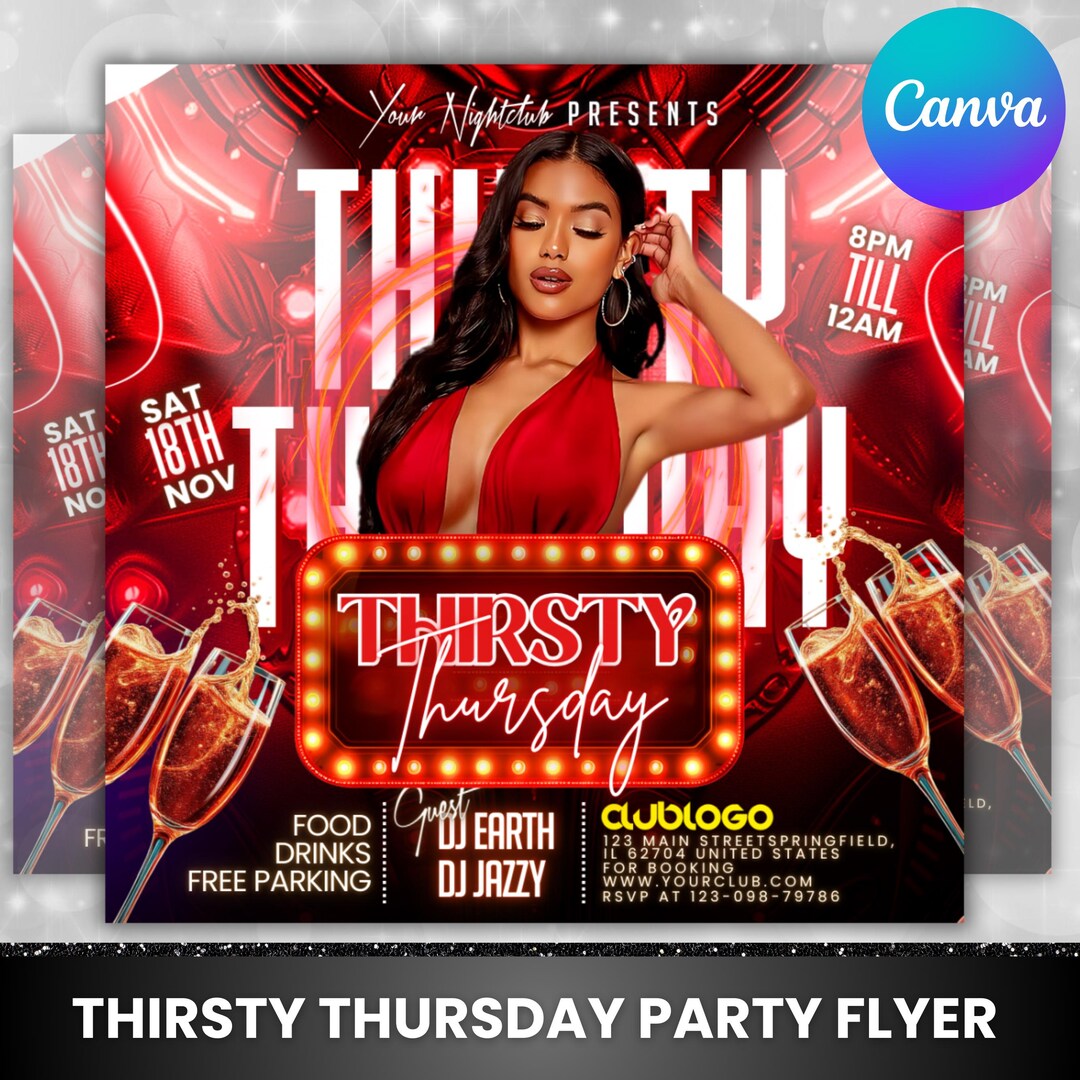 Thirsty Thursday Party Flyer, Thursdays Party Flyer, Thursday Nightclub ...