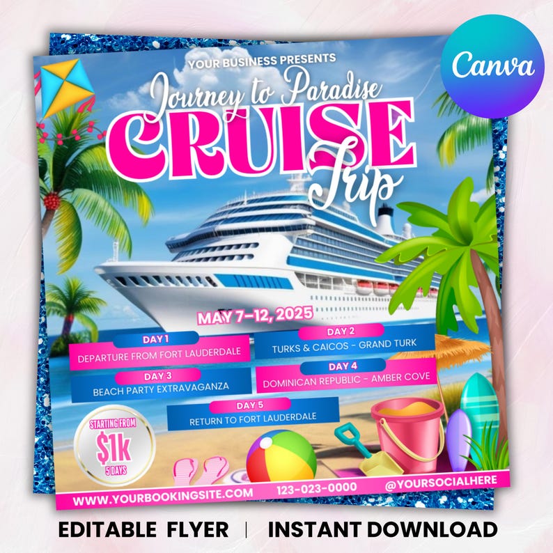 Cruise Trip Flyer Template: Editable Boat Yacht Invitation (canva) - Etsy