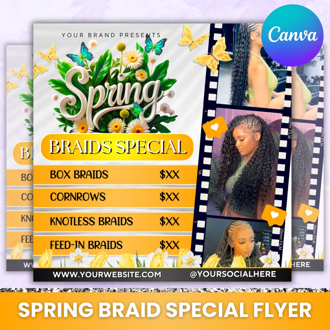 Spring Braids Sale Flyer, Spring Booking Flyer, Spring Season Flyer ...