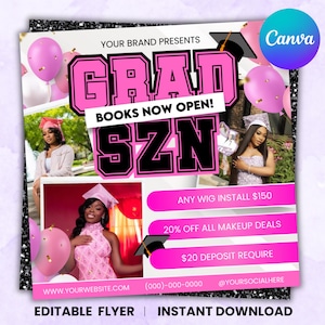 Graduation Booking Flyer, Grad Szn Booking Flyer, Makeup Special ...