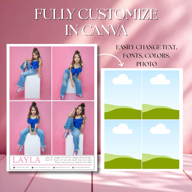 Kids Comp Card Template: Child Model Portfolio (digital Download) - Etsy