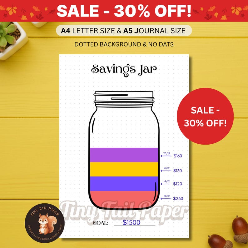 Savings Jar Tracker Printable – Coloring Style Budget Planner (A4/A5 ...