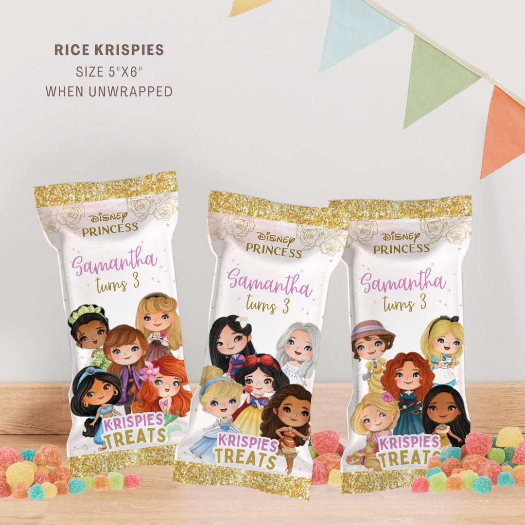 Princess Rice Krispies Wrapper Label Template Princess Birthday Party ...
