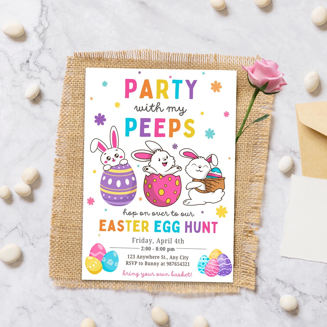 Editable Easter Egg Hunt Invitation Party Easter Bunny Printable Invite ...