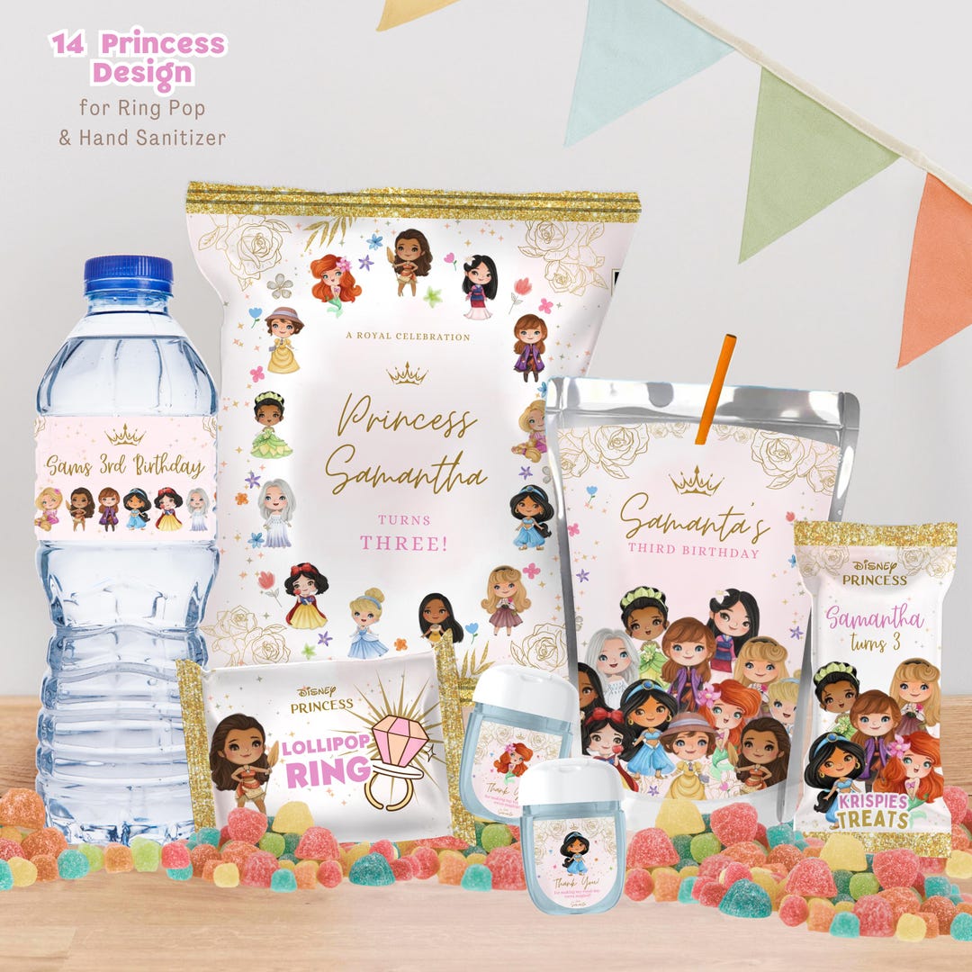 Princess Party Favors Princess Birthday Bundle Labels Princess Party ...