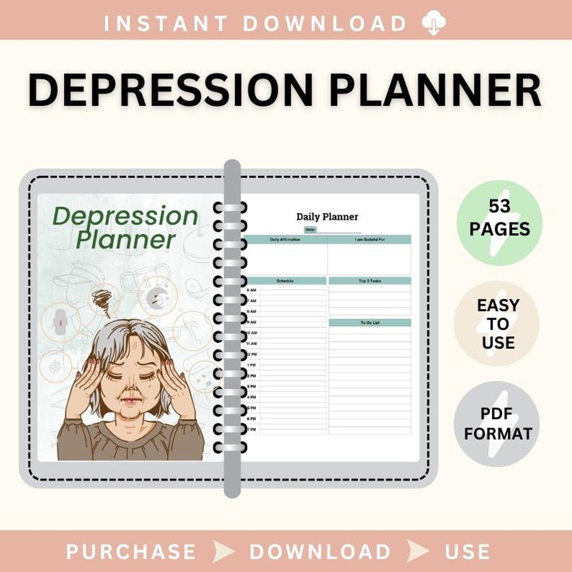 Depression Planner / Mental Health Therapy / Medication Tracker ...